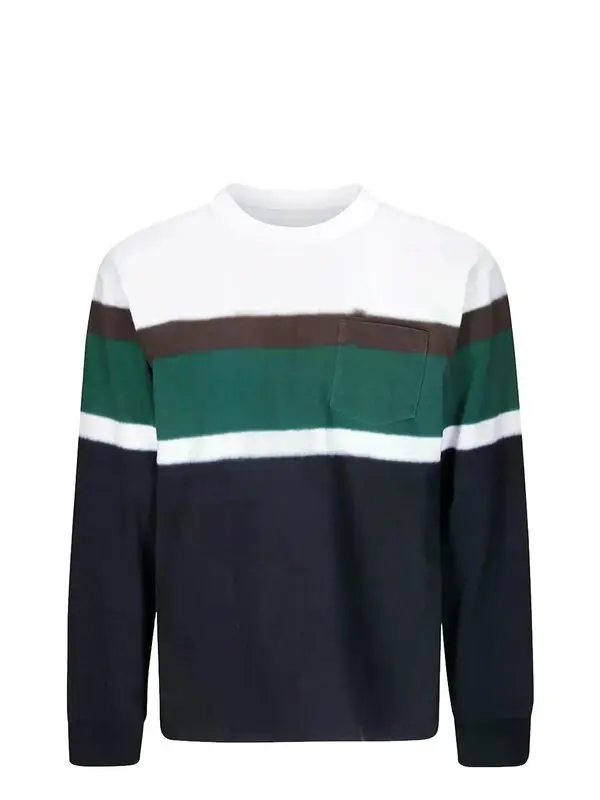 Sacai Chusen-dyed Striped Cotton Sweatshirt - Blue