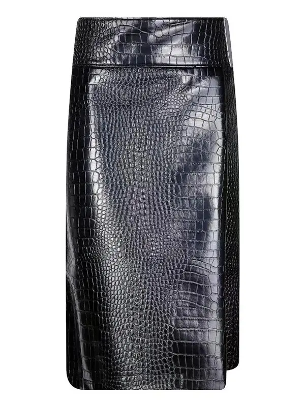 Sportmax Crocodile-effect A-line Midi Skirt - Black