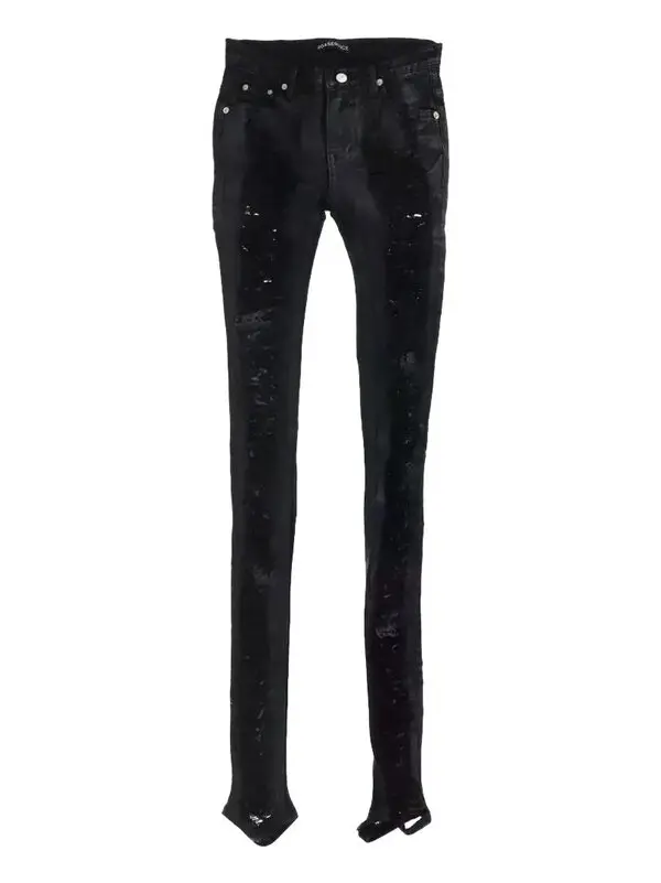 604SERVICE Distressed Skinny Jeans - Black