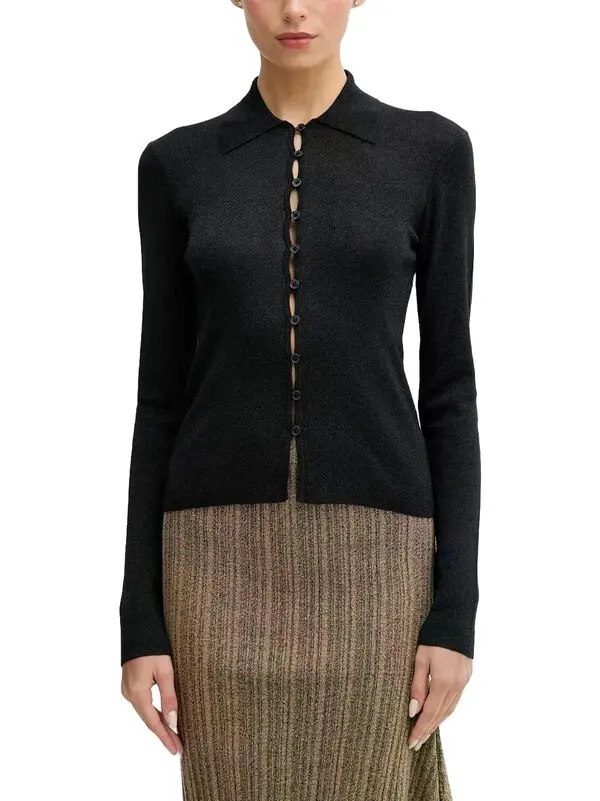 Sisley Collared Button-up Cardigan - Black