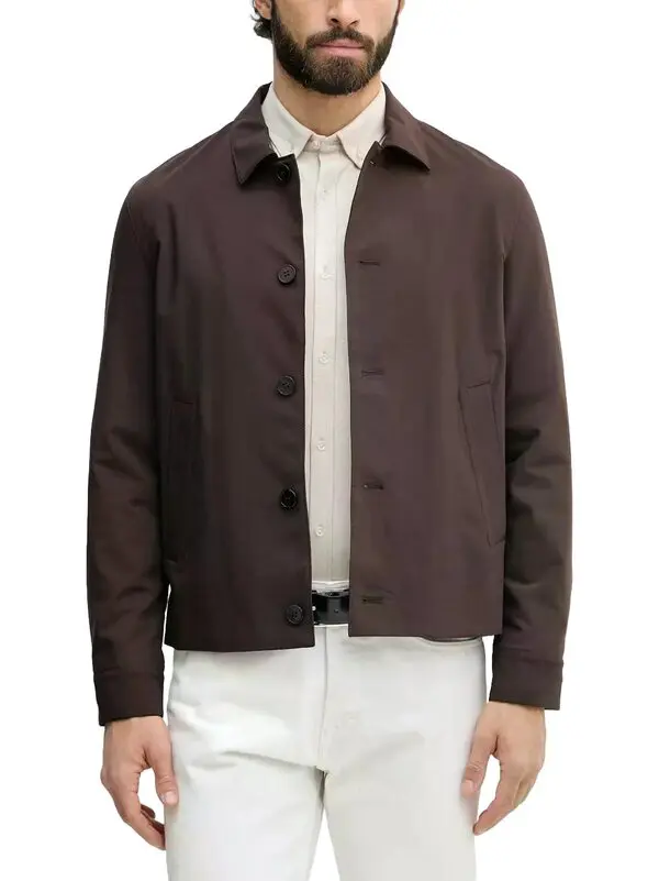 Sisley Collared Button-up Jacket - Brown