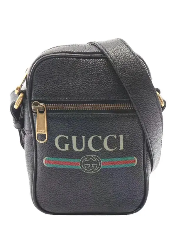 Gucci 2010s Webbing Leather Shoulder Bag - Black