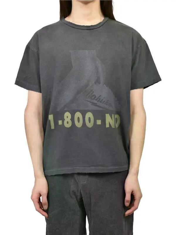 NO BISHOP NO KING 1-800-no Graphic-print Washed T-shirt - Black