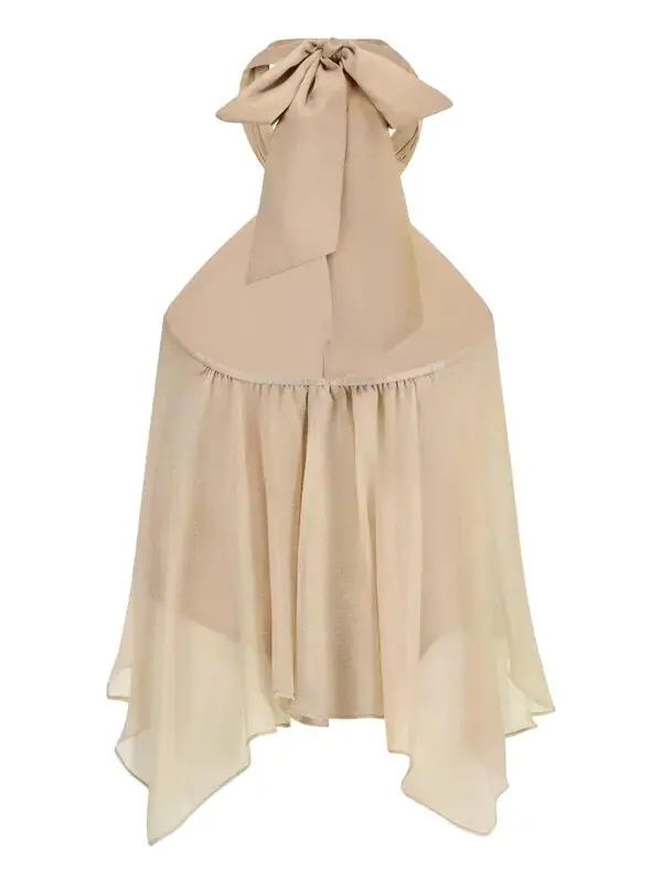 OUDE WAAG Halter-neck Double-layer Top - Neutrals
