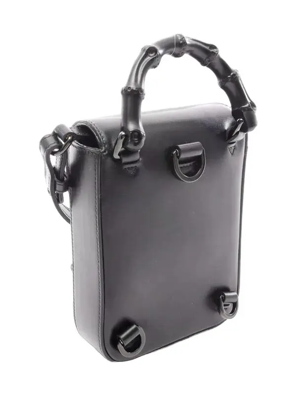 Gucci 2010s Bamboo Leather Cross Body Bag - Black