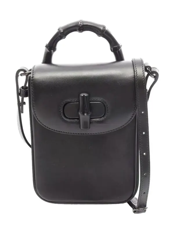 Gucci 2010s Bamboo Leather Cross Body Bag - Black