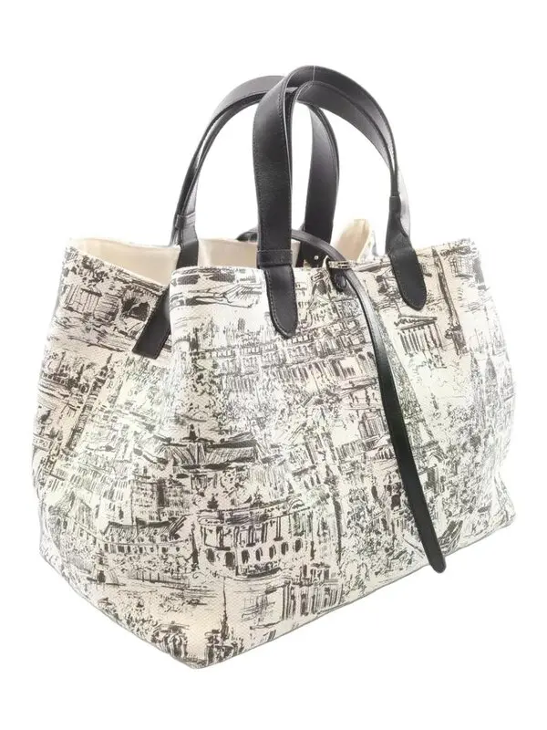 Dior Canvas Paris Print Toujours Tote Bag - White