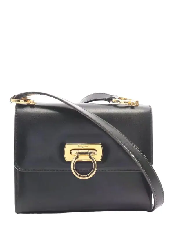 FERRAGAMO Gancini Shoulder Bag - Black