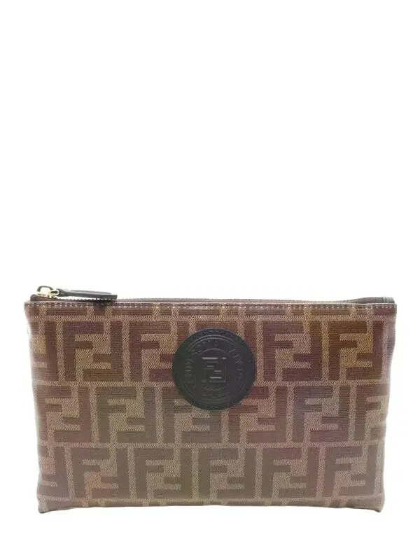Fendi Ff Logo Pouch - Brown