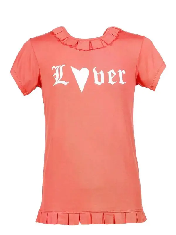 VAIN Ruffle-trimmed Graphic-print T-shirt - Red