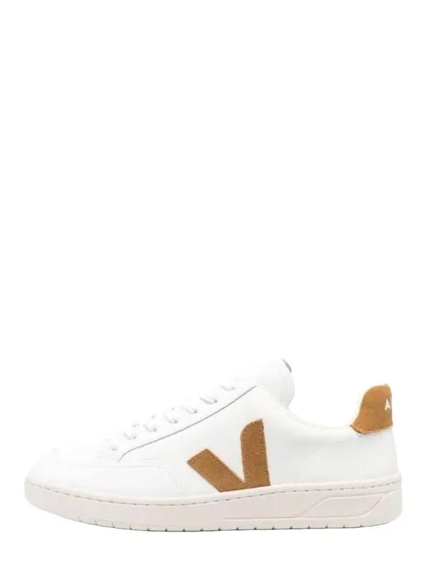 VEJA V- Leather Sneakers - Extra White/camel
