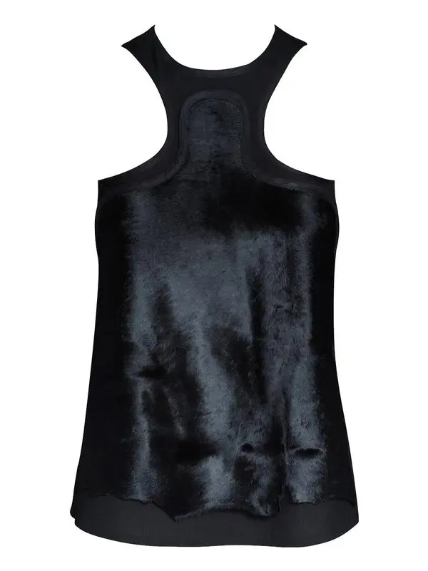 HEDARE Kass Hairy Leather Tank Top - Black