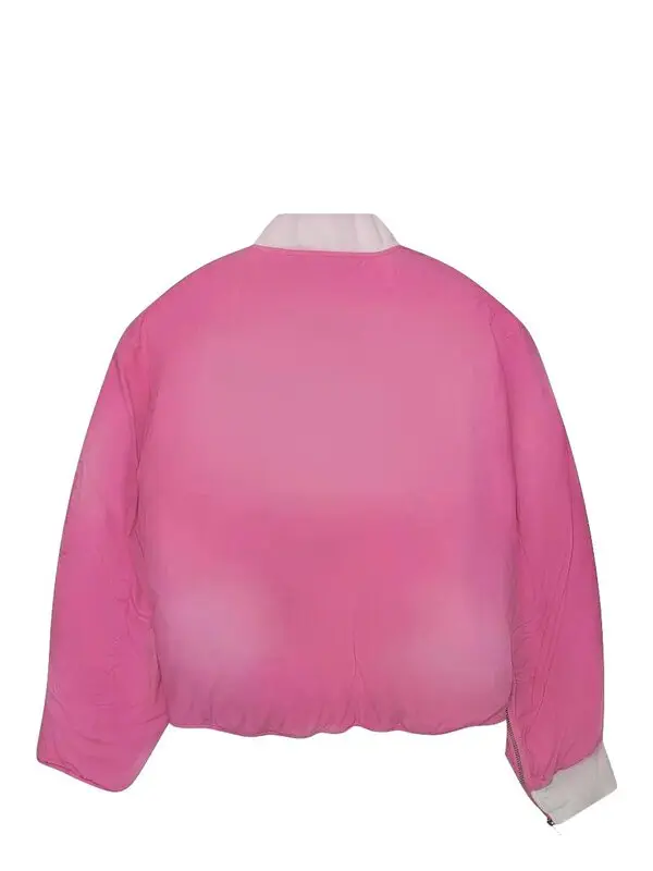 424 Distressed Zip-up Bomber Jacket - Pink
