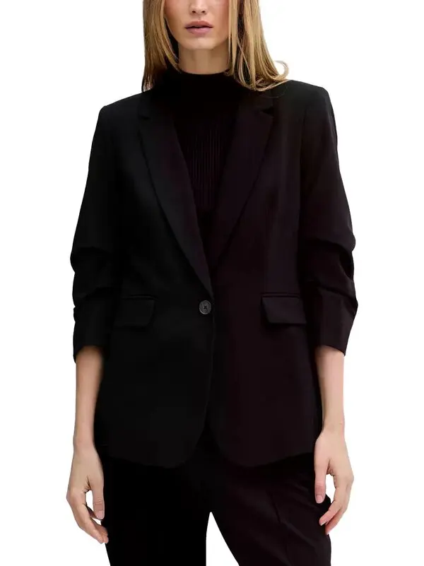 Dkny Single-breasted Ruched-sleeve Blazer - Black