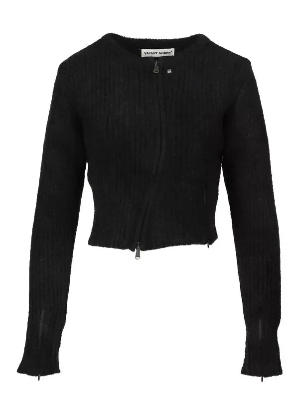 POST ARCHIVE FACTION Ribbed-knit Zip-up Sweater - Black