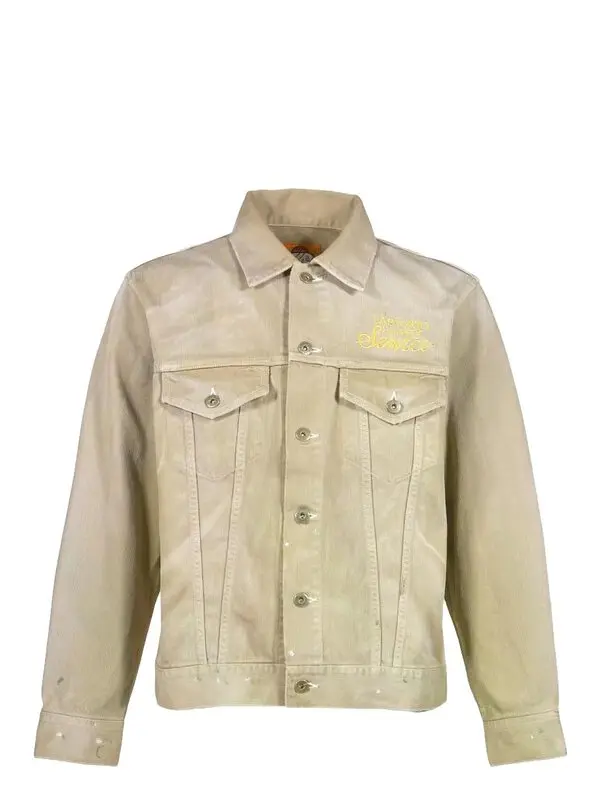 SWJP Faded Paint-splatter Cotton Pique Jacket - Neutrals