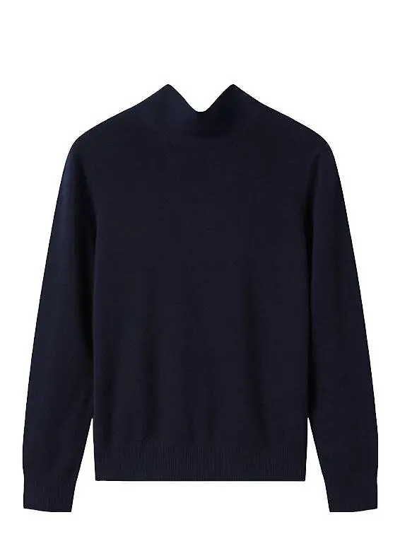 Whistles Tie-neck Knitted Cotton-blend Jumper - Navy