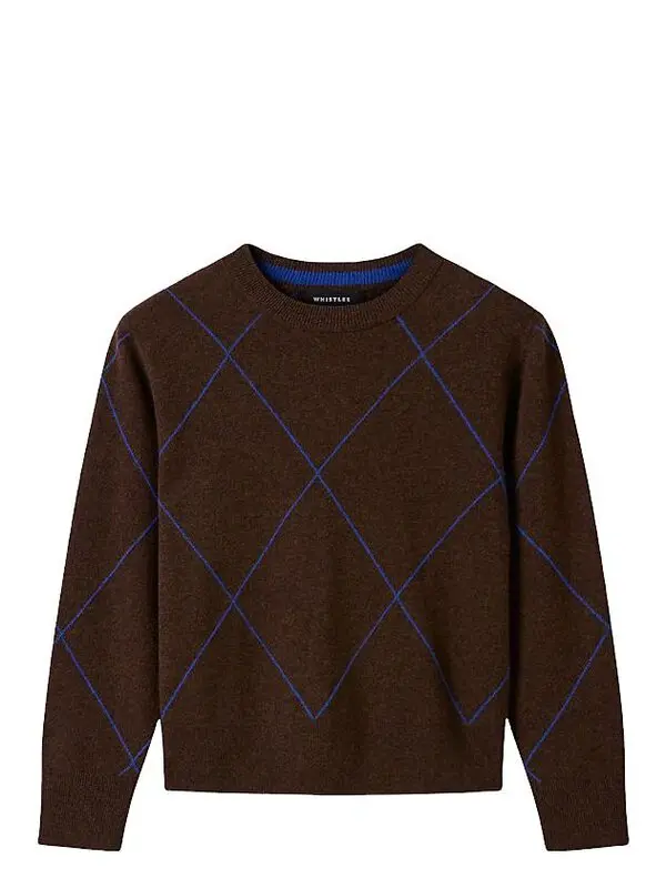 Whistles Diamond-pattern Knitted Wool Jumper - Brown/multi