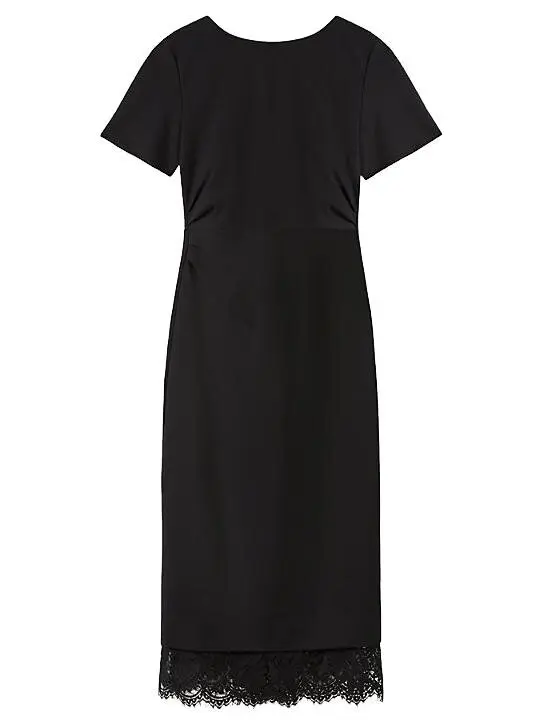 Whistles Ponte Lace-trim Crepe Midi Dress - Black