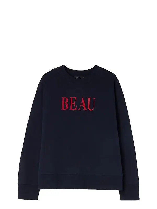 Whistles Logo-embroidered Cotton Sweatshirt - Navy