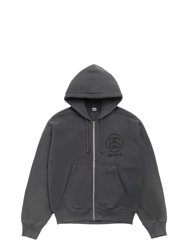 StÜssy Link Sport Zip Hoodie Garment Dyed 'faded - Black