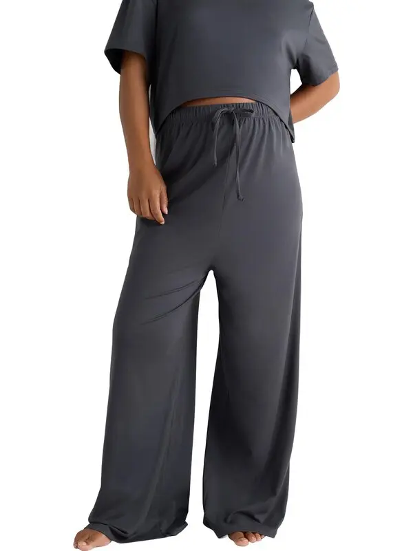 Quince Smooth Stretch Maternity Wide Leg Lounge Pants - Dark Coal