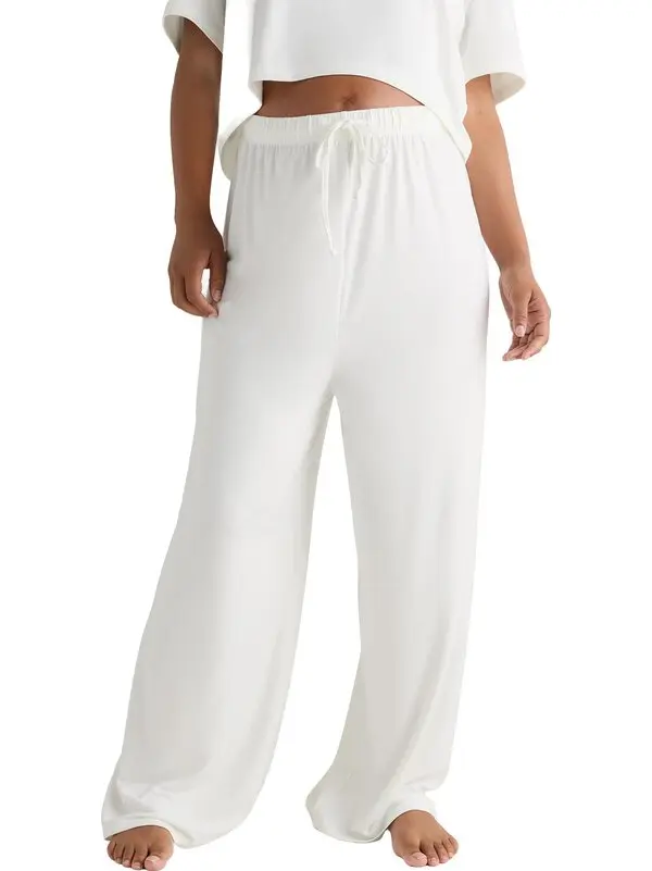 Quince Smooth Stretch Maternity Wide Leg Lounge Pants - Ivory
