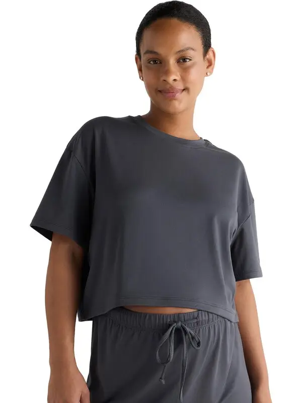 Quince Smooth Stretch Maternity Cropped T-shirt - Dark Coal