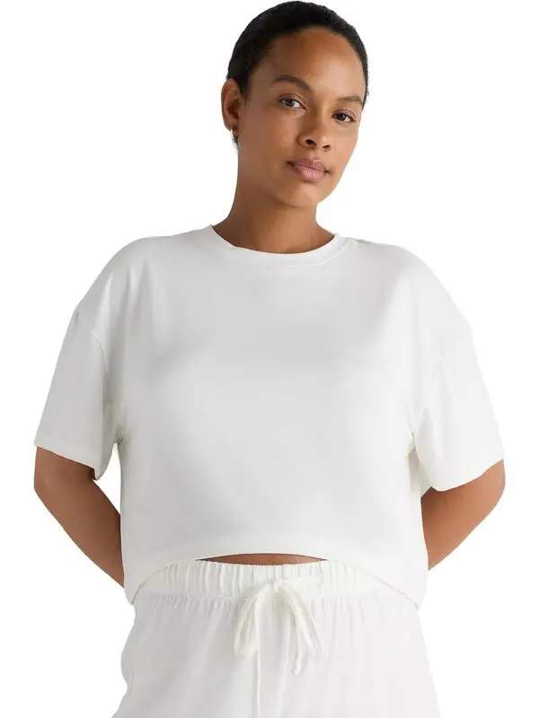 Quince Smooth Stretch Maternity Cropped Lounge T-shirt - Ivory