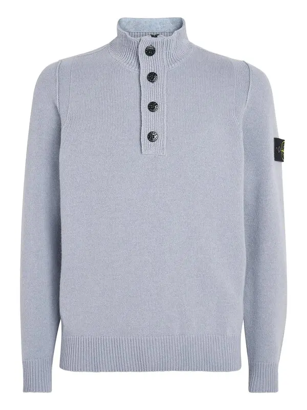 Stone Island Wool-blend Button-up Sweater - Grey