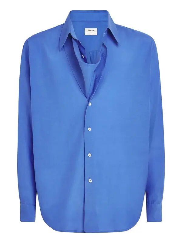 SYSTEM Triangular Panel Shirt - Blue