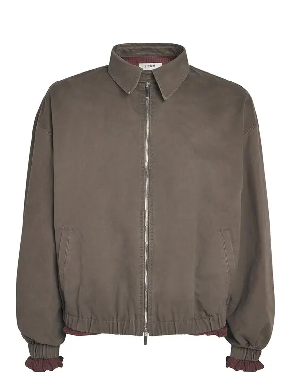 SYSTEM Cotton Check-lining Bomber Jacket - Brown