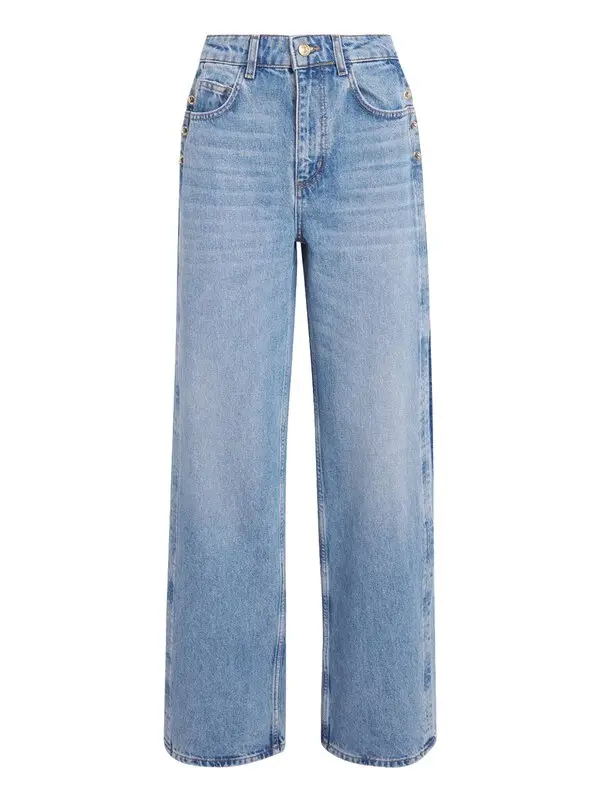 Claudie Pierlot Wide-leg Jeans With Gold-tone Hardware - Blue