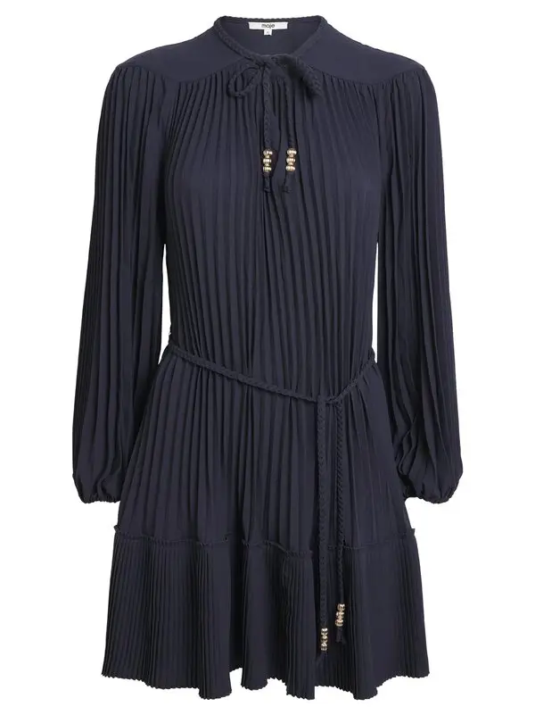 Maje Pleated Mini Dress - Blue