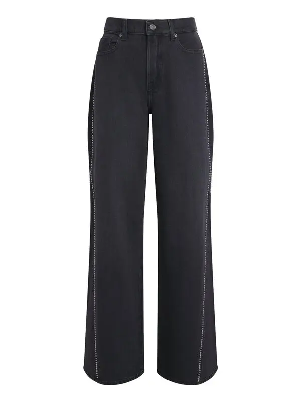 7 For All Mankind Stud Lotta High-rise Wide-leg Jeans - Navy