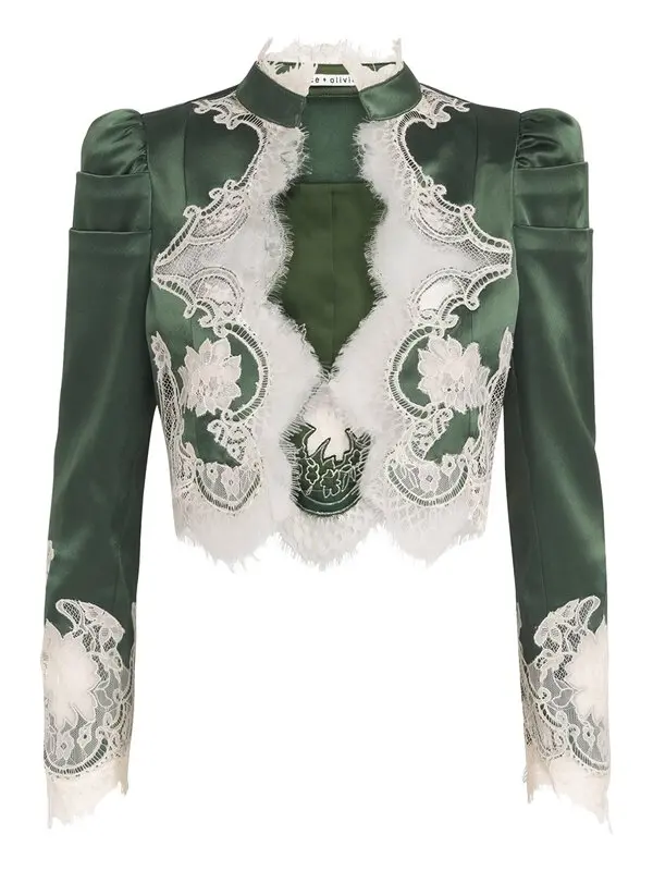 Alice + Olivia Lace-trim Thomasina Jacket - Green