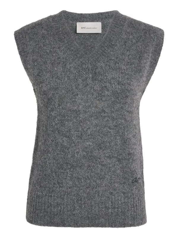 AMI Paris Wool Sleeveless Sweater - Grey