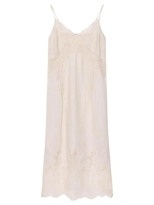 ALLSAINTS Samia Linen And Lace Midi Dress - White