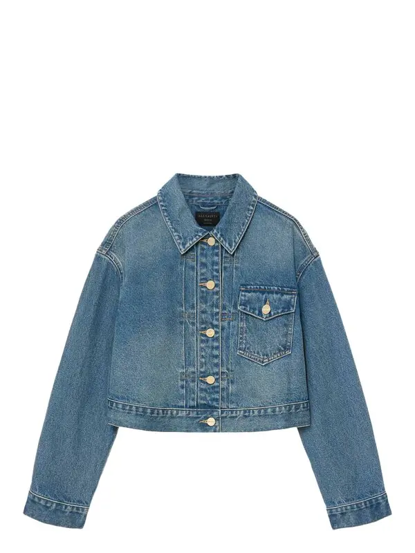 ALLSAINTS Blink Cropped Denim Jacket - Blue