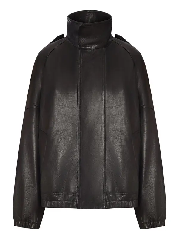 Saint Laurent High-collar Lamb Leather Jacket - Nero