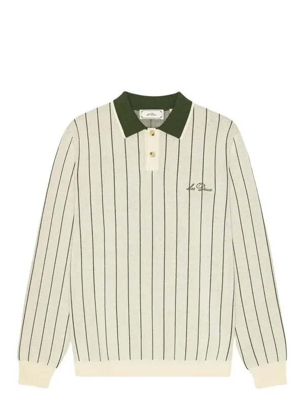 LES DEUX Cotton Knit Polo Sweater - Ivory