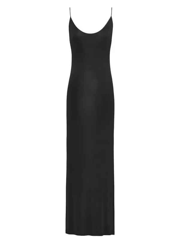 Saint Laurent Semi-sheer Backless Maxi Dress With Cassandre Chain Detail - Nero