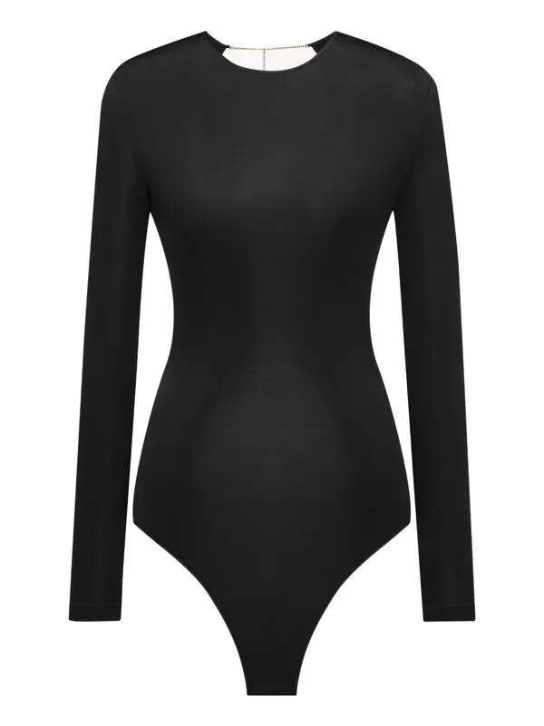 Saint Laurent Cassandre Clasp Crewneck Bodysuit - Nero
