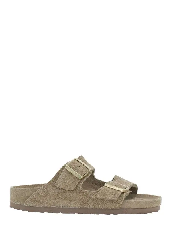 BIRKENSTOCK Suede Double Strap Slide Sandals - Beige