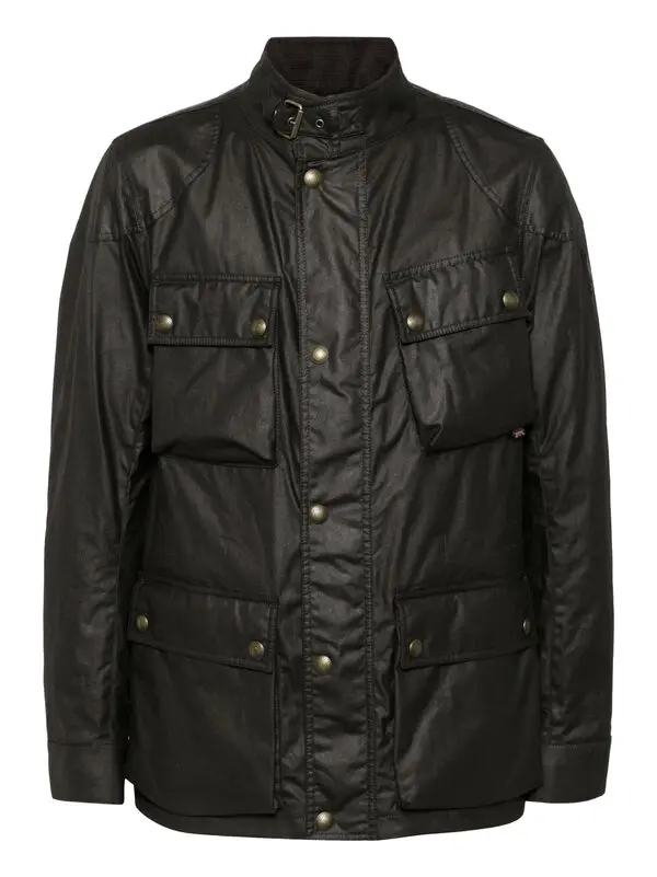 Belstaff Waxed Cotton Field Jacket With Corduroy Lining - Nero