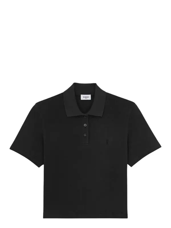 Saint Laurent Oversized Cotton Polo Shirt With Embroidered Logo - Nero
