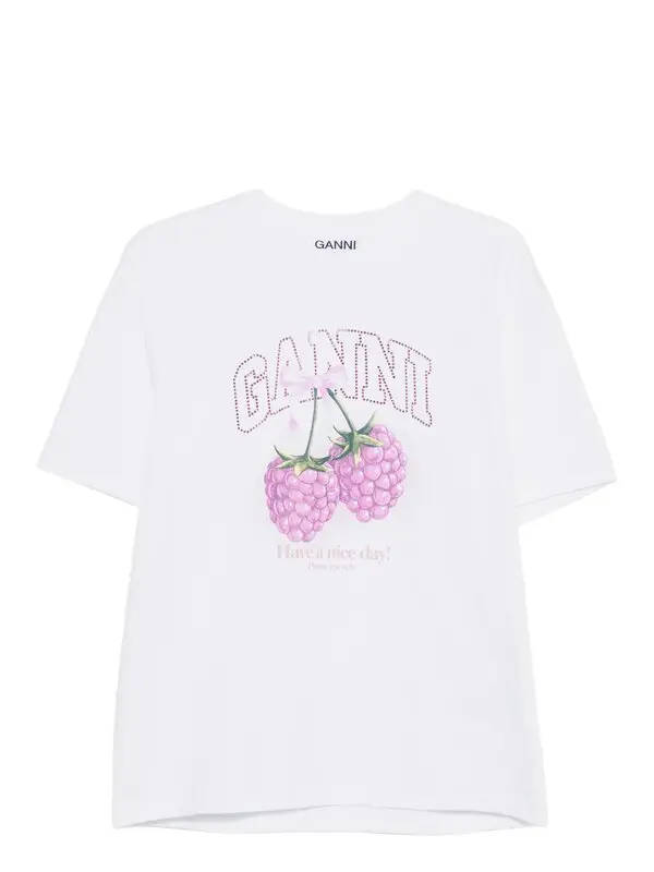 GANNI Organic Cotton Graphic T-shirt - Bianco