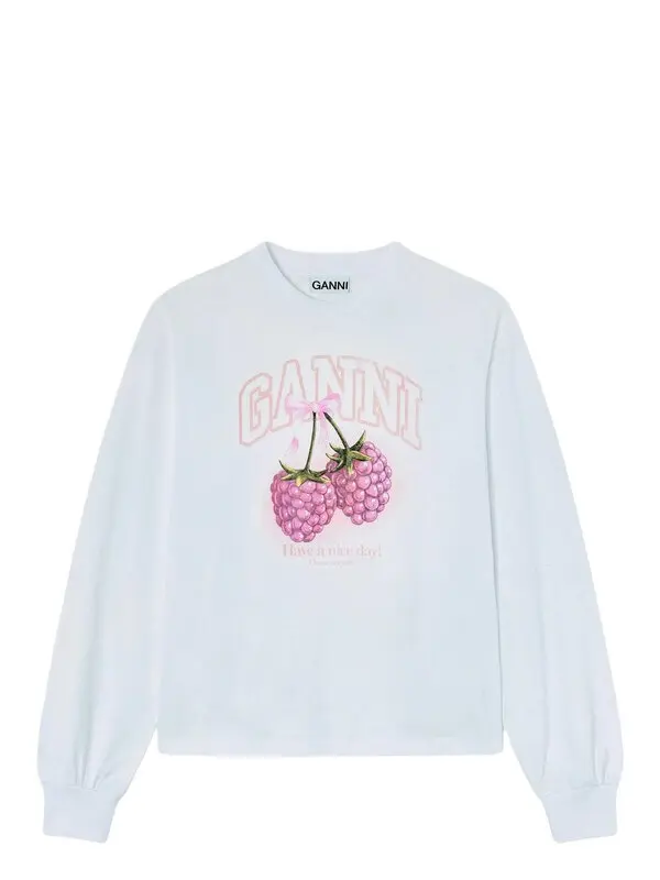 GANNI Oversized Organic Cotton Graphic T-shirt - Bianco