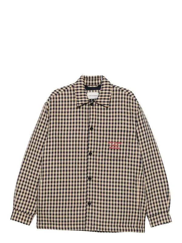 Drole De Monsieur Cotton Shirt With Contrast Lining - Beige