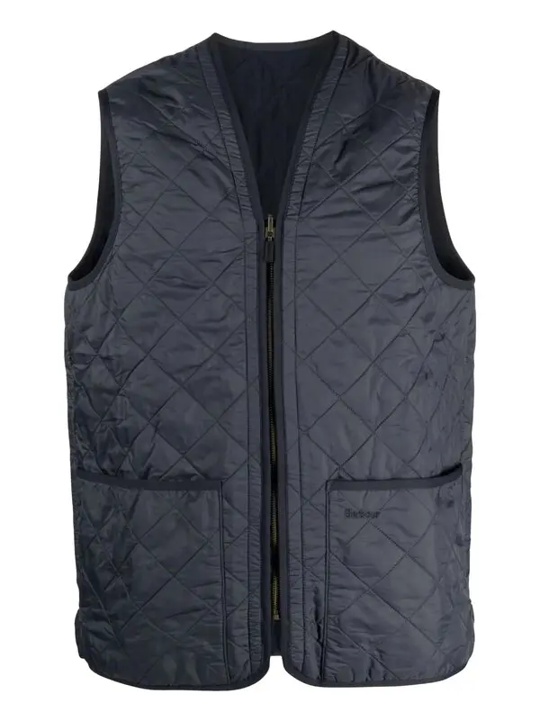 Barbour Quilted Vest With Zip Up And Stand Collar - Navy